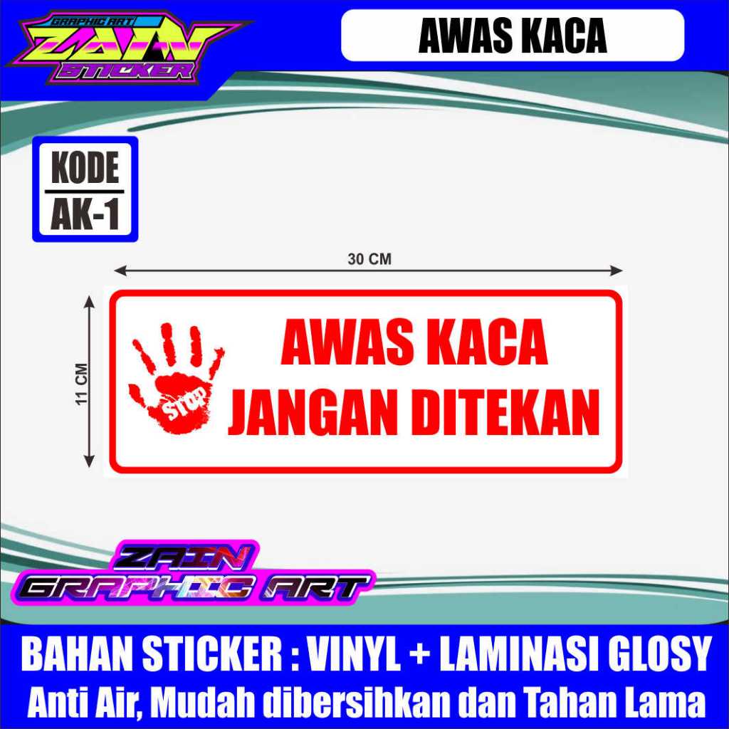 Jual STIKER AWAS KACA + LAMINASI GLOSSY | Shopee Indonesia