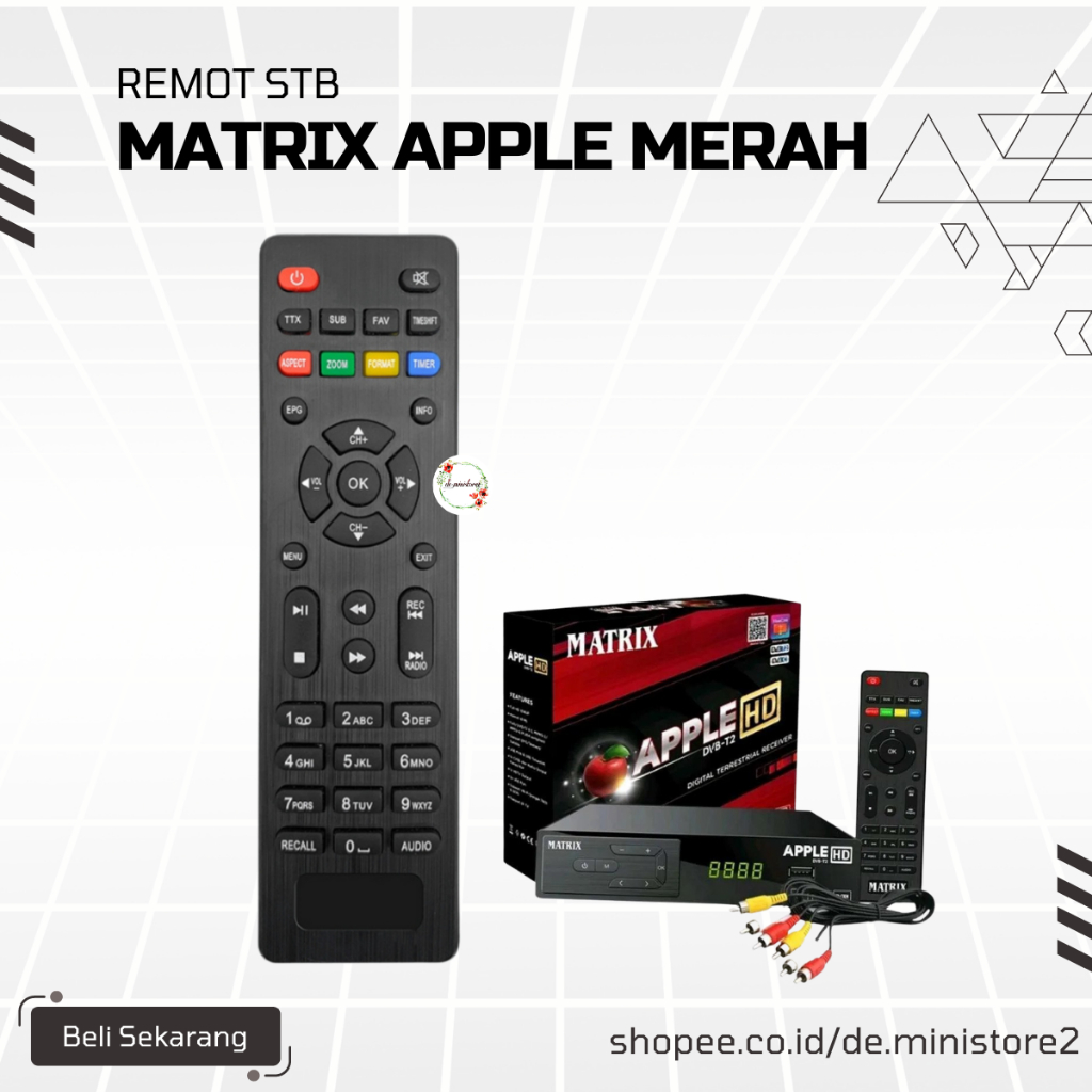 Jual Remot Remote STB Matrix Apple Merah HD DVBT2 Remote Kontrol SNI ...