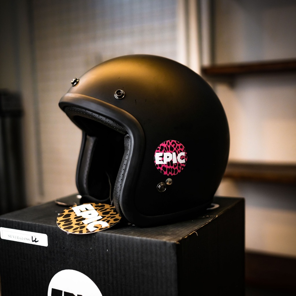 Jual Epic Veil Helmet Open Face Basic Black Matte List Black Helm Half ...