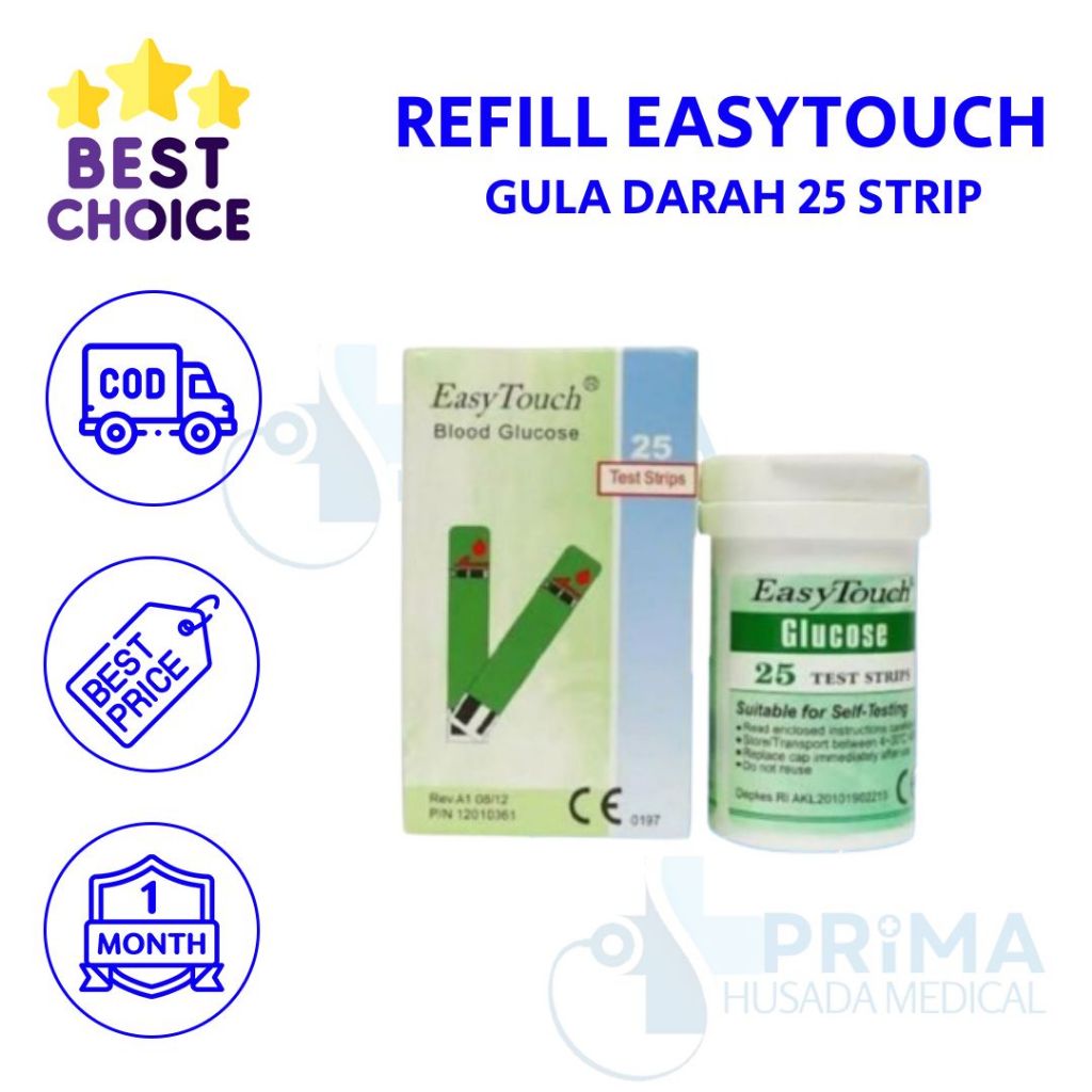 Jual Easy Touch Strip Test Cek Gula Darah Isi 25 Stik Gds Glucose Harga ...