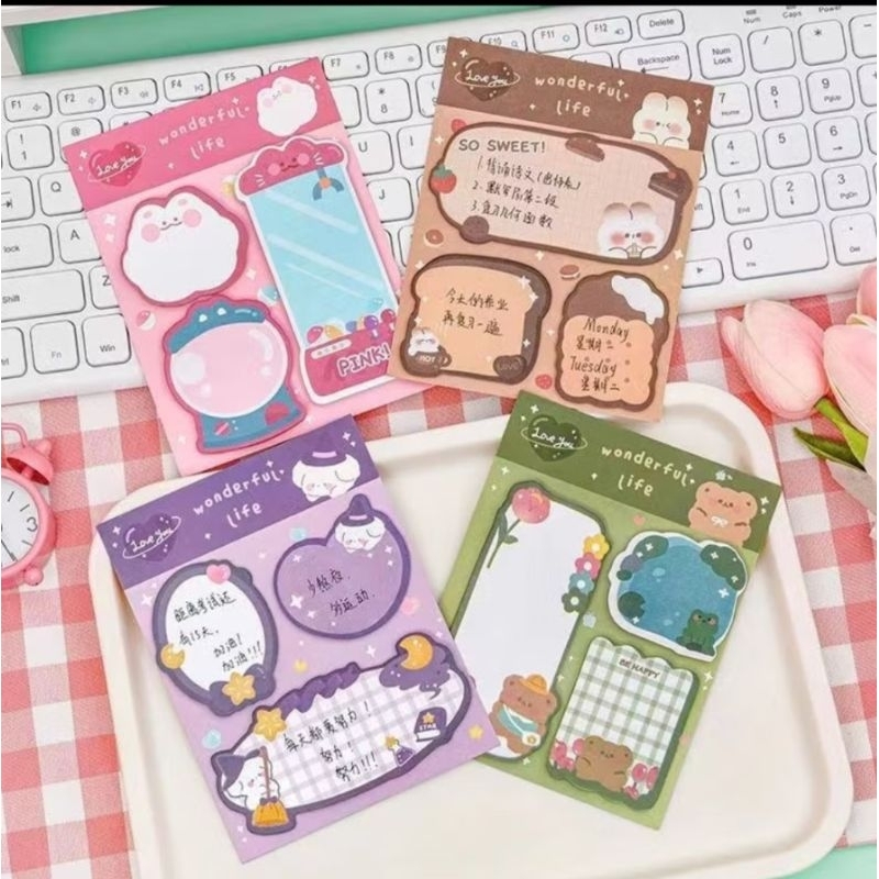 Jual BBS Sticky Notes Lucu 3 IN 1 Tempelan Kertas Catatan 60 Lembar ...