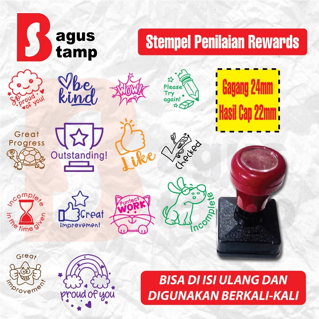 Jual Stempel Rewards Teacher Stamp Penilaian Guru Anak LUCU TK SD Paud ...