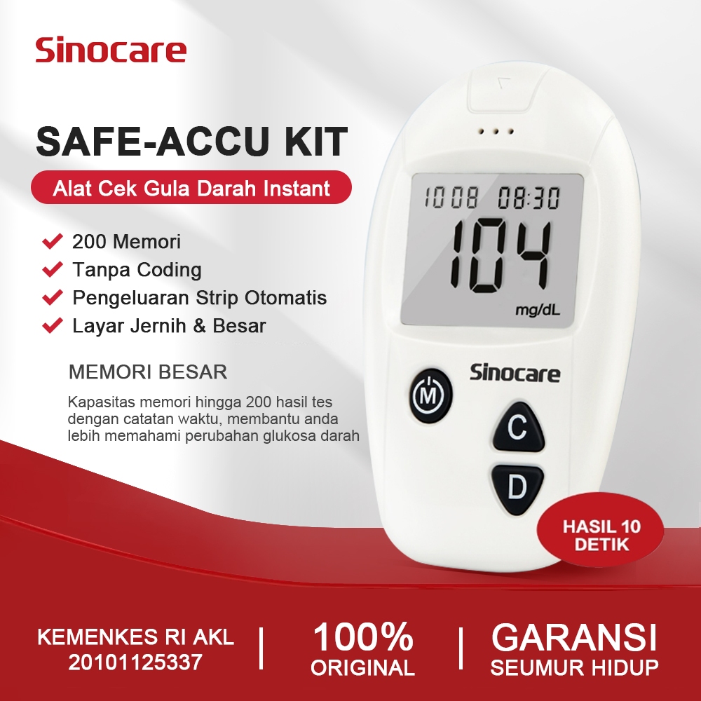 Jual Sinocare Safe Accu Instant Paket lengkap Alat Cek Gula Darah Satu ...