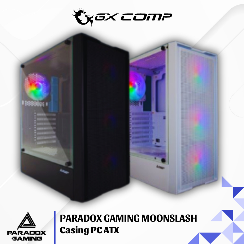 Jual Paradox Gaming Casing MOONSLASH White / Black - Casing PC ATX ...
