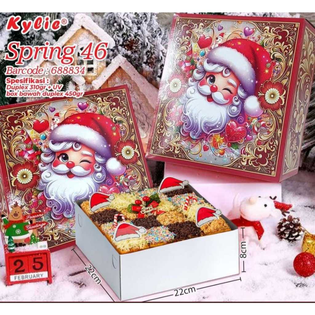 Jual Box Tart Persegi Santa Merah - Box Kue | Shopee Indonesia