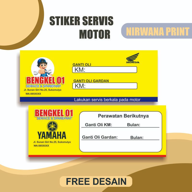 Jual Stiker Servis Motor | Stiker Ganti Oli | Stiker Bengkel | Shopee Indonesia