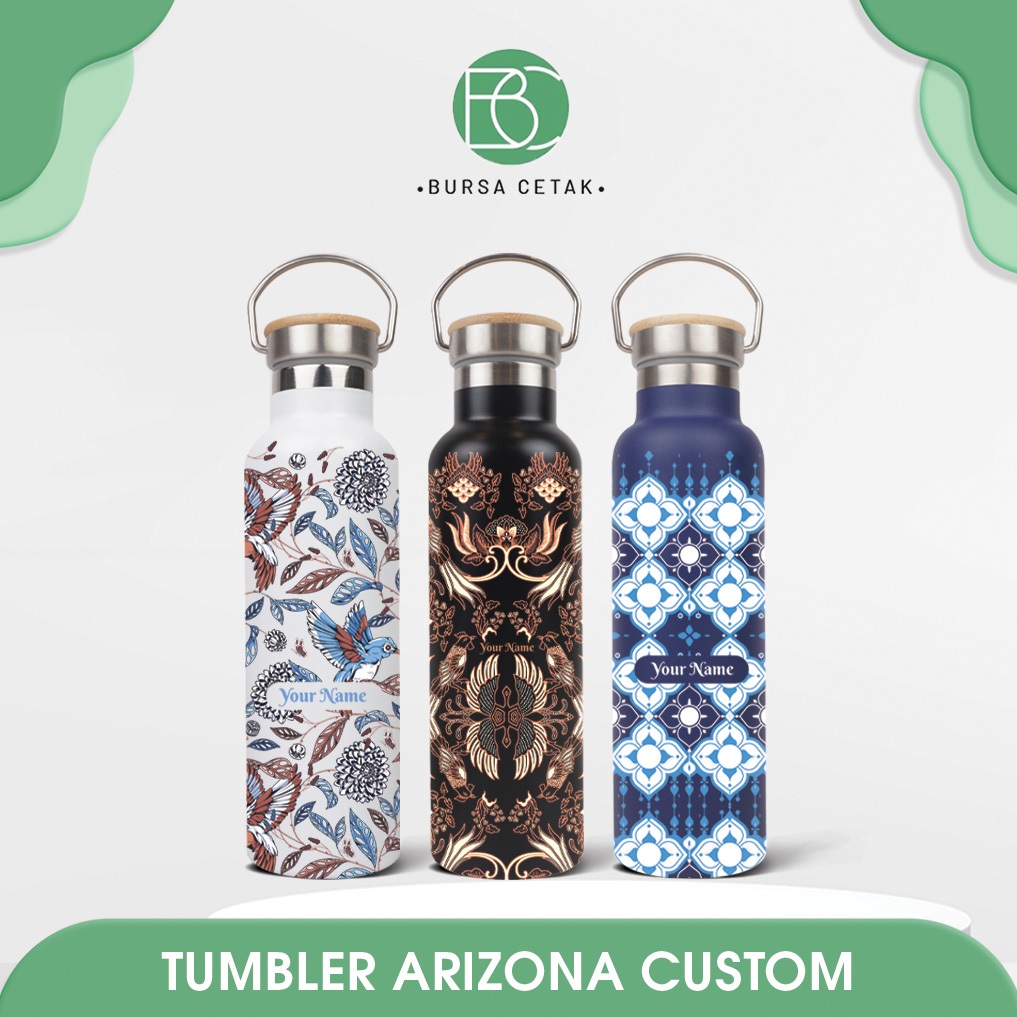 Jual BURSA CETAK - Print Tumbler Arizona Print UV Custom / Cetak Termos Tutup Bambu Print Nama ...
