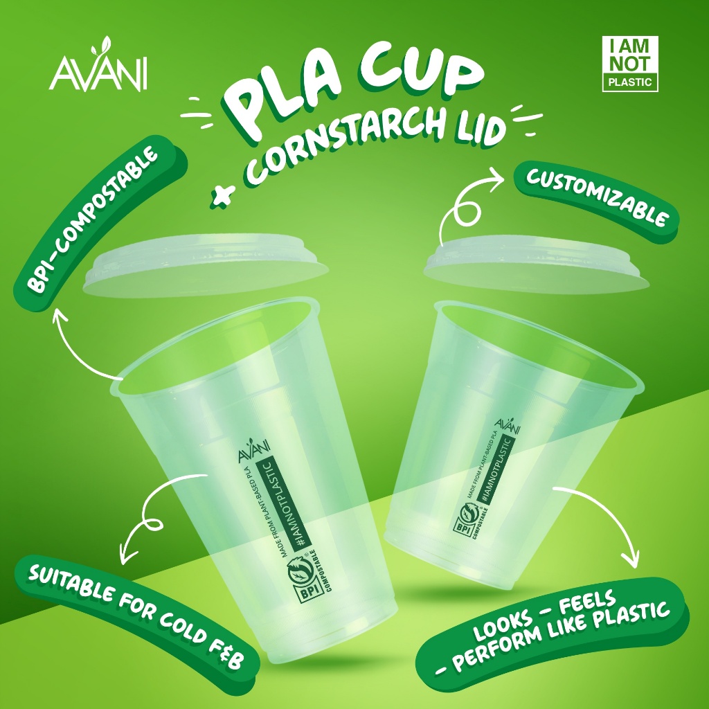 Jual Avani Eco PLA Cups + LID / Gelas Minuman Dingin PLA + Tutup ...