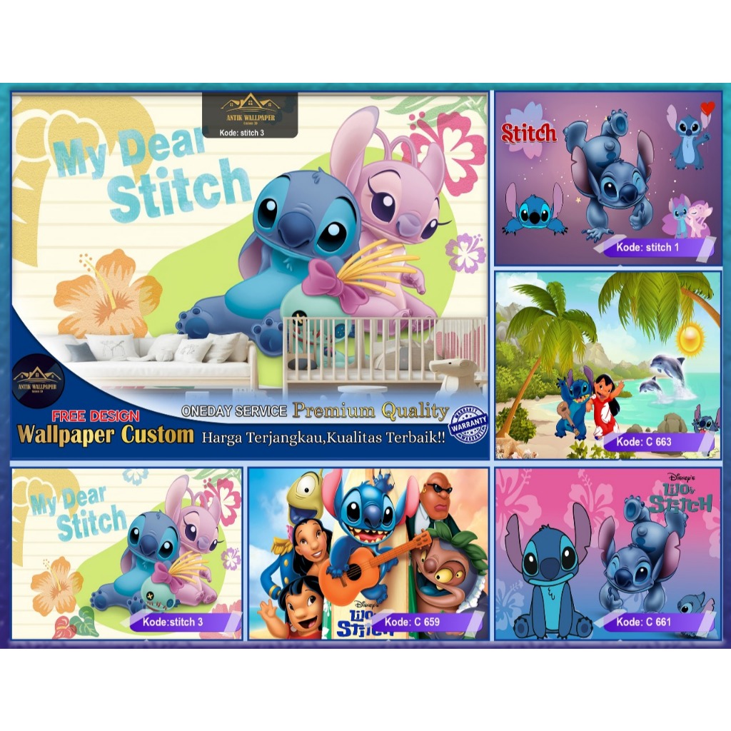 Jual Wallpaper & Wallstiker Custom 3D Tema Animasi Anak - Stich ...