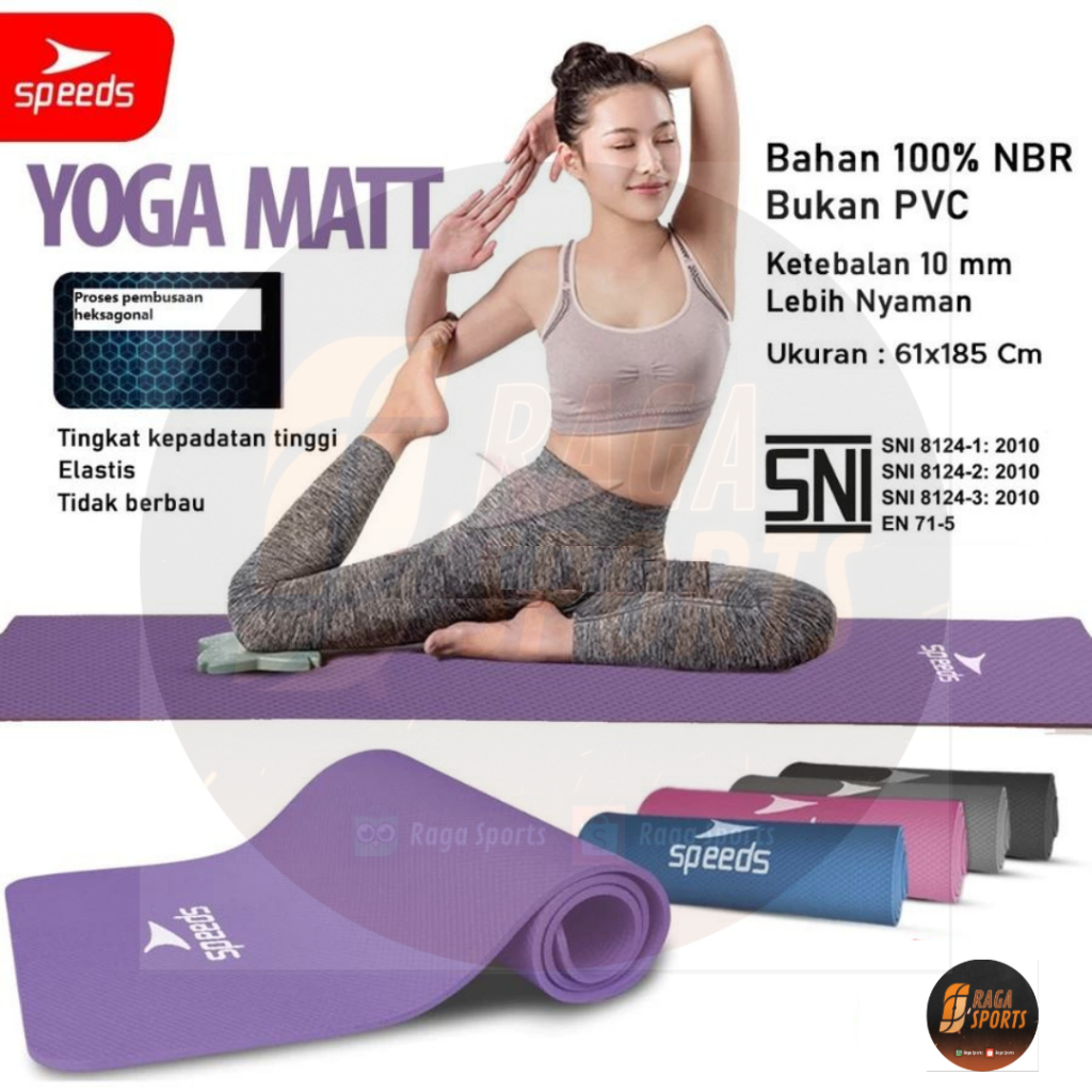 Jual RAGA SPORTS Matras Yoga Mat Alas NBR 10 mm SPEEDS Olahraga Anti Slip Lantai Karpet Gym Free ...