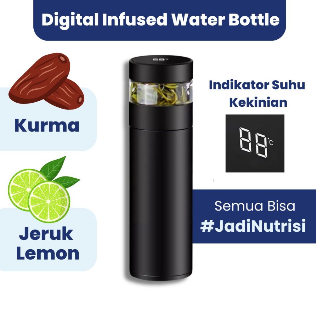 Jual Botol Minum Infused Water Saringan Termos Display Suhu Digital 400 ...