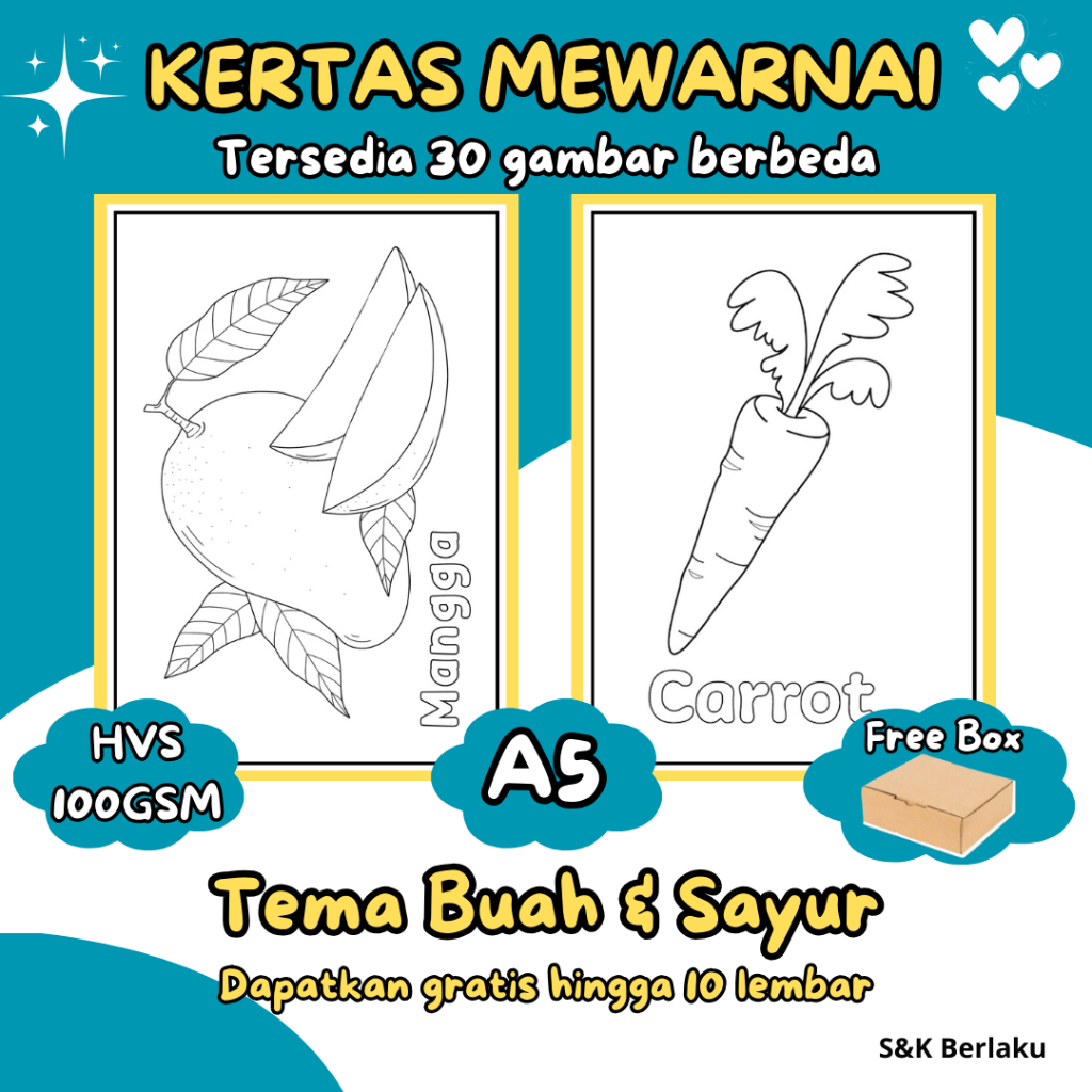 Jual 30 gambar berbeda Kertas mewarnai / coloring page / sketsa (A5 ...