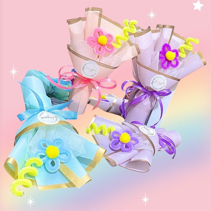 Jual (Daisy mini) Buket Bunga Kawat || Buket Bunga Kawat Bulu Mini ...