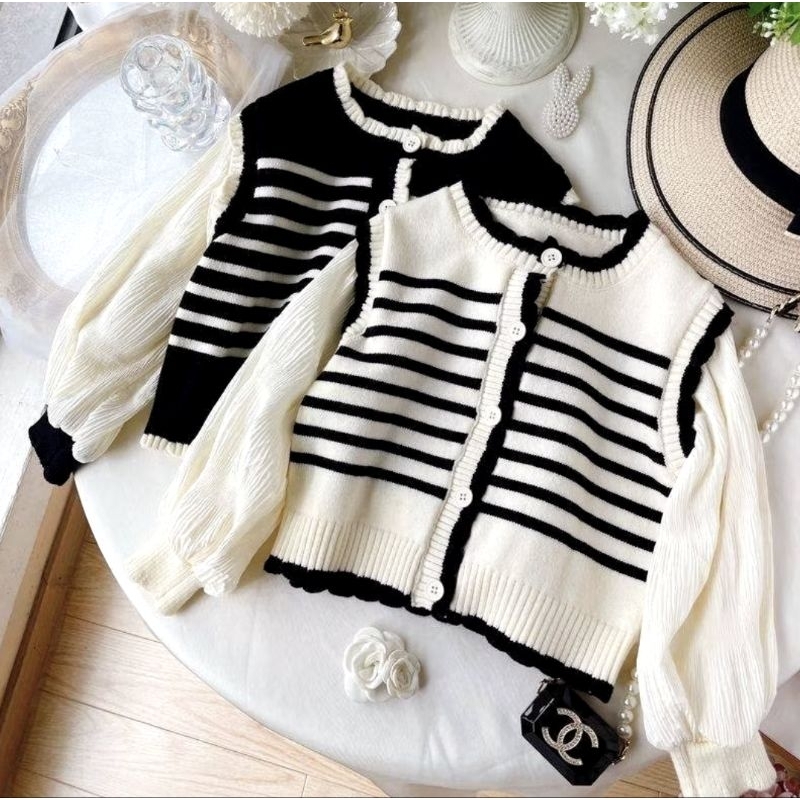 Jual TP85 | Cardigan Rajut Sweater Korean Santai Round Neck Setrip Baju Panjang Knitwear Wanita ...