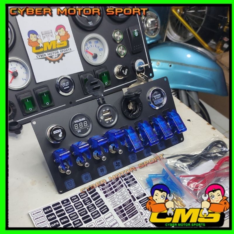 Jual Dashboard saklar panel 8 gang rocker universal 12v. engine start ...
