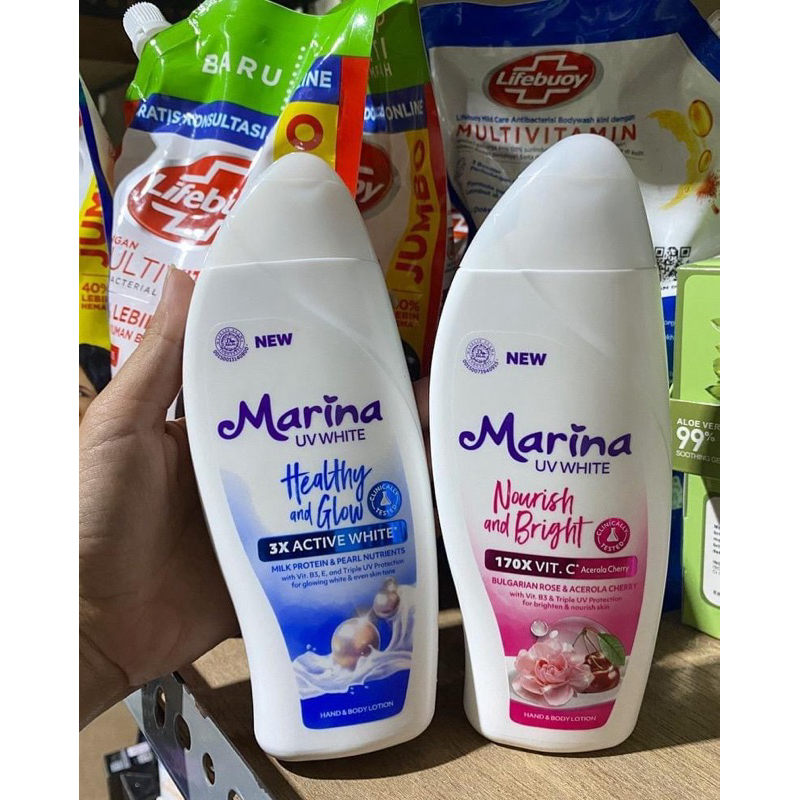 Jual Marina UV WHITE Hand Body Lotion Healthy and Glow 185ML | Shopee ...