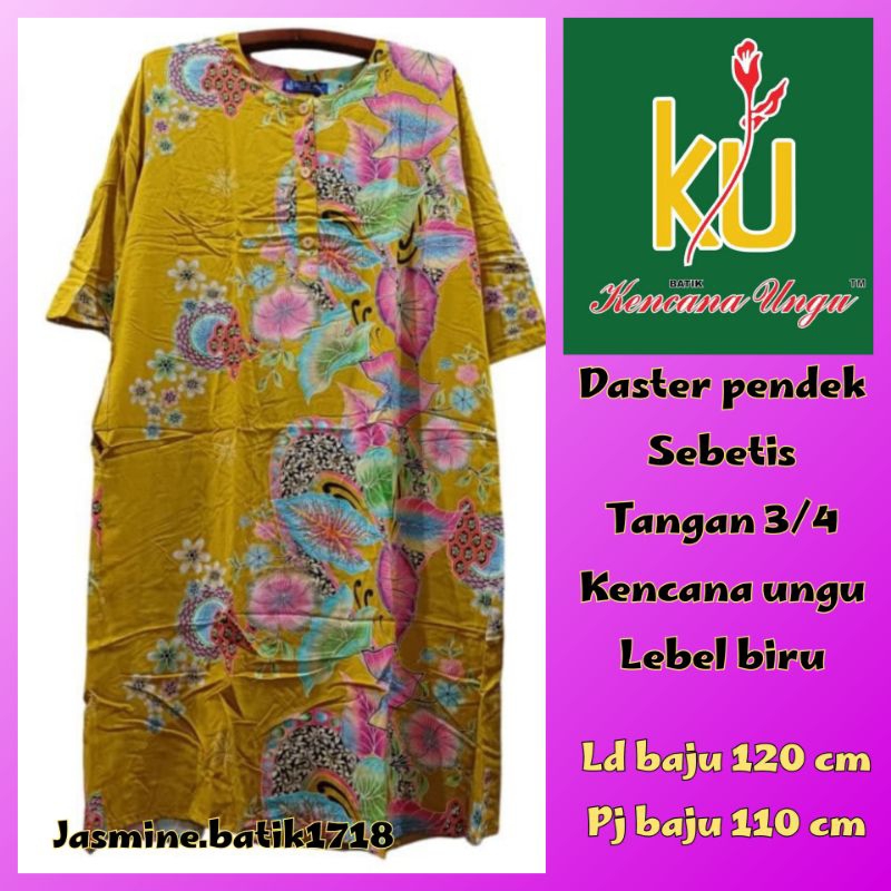 Jual DASTER 19 PENDEK// Ld 120 Cm// TANGAN 3/4 KENCANA UNGU ORIGINAL ...