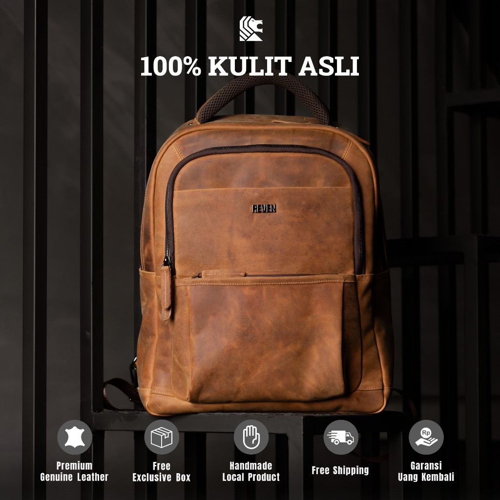Jual Reven Outlander Backpack Tas Kerja Kantor Ransel Laptop Pria 15inch Kulit Sapi Asli Leather ...