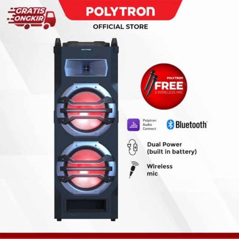 Jual POLYTRON PORTABLE SPEAKER PTS 12KF25 PTS12KF25 DUAL POWER AC BUILT ...