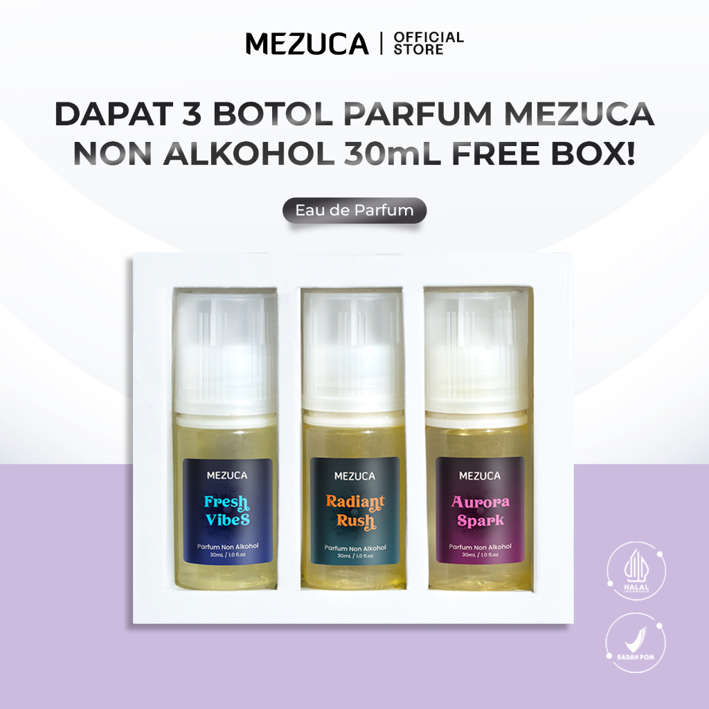 Jual Dapat 3 Parfum Mezuca Non Alkohol Series 30mL Botol Tetes Gratis ...