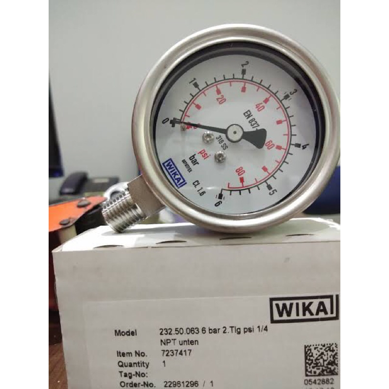 Jual Pressure gauge wika D2,5” x1/4” bottom full SS 1-40bar | Shopee Indonesia