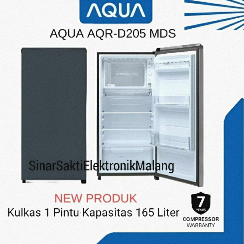 Jual Aqua Kulkas 1 Pintu AQRD 205 MDS 165 Liter AQR AQR205MDS Malang Lemari Es 1 Pintu Low Watt ...