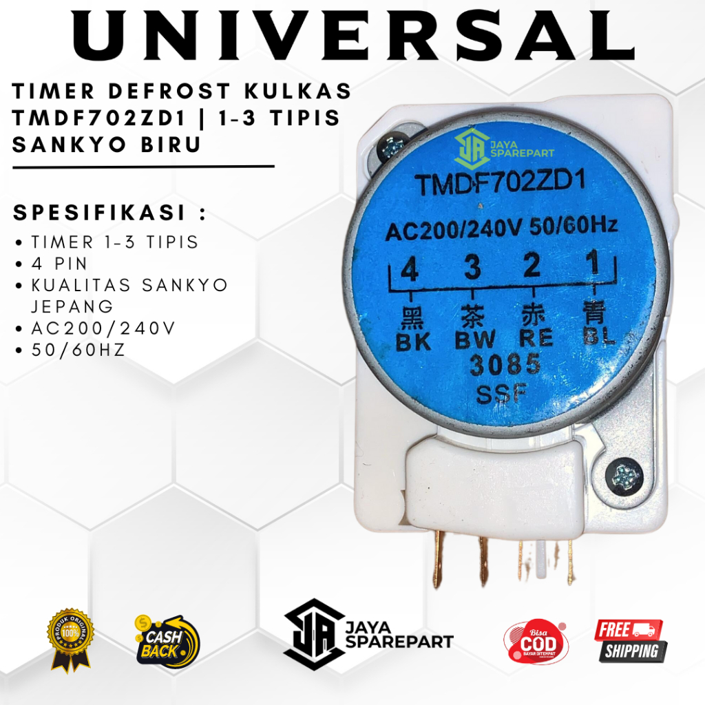 Jual Timer Defrost Kulkas TMDF702Zd1 | 1-3 Tipis SANKYO Biru - TIMER KULKAS 702 - TIMER ...