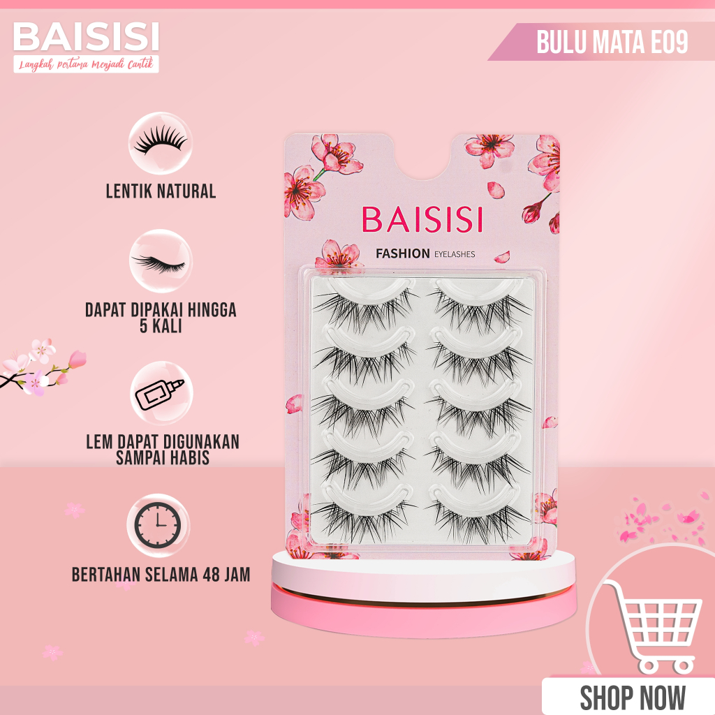 Jual BAISISI Serat Kapas Premium Baisisi E09 Peri Bulu Mata Palsu + Lem ...