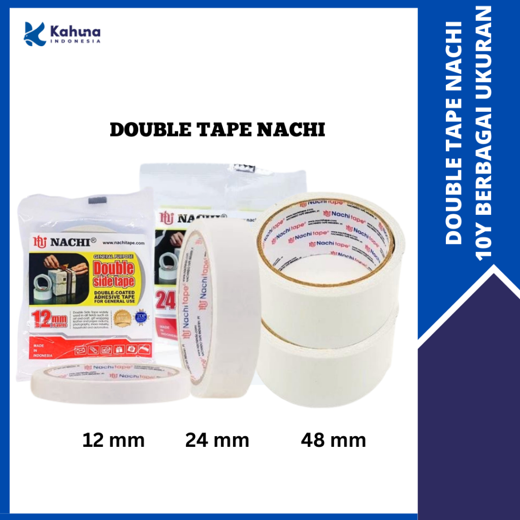 Jual ISOLASI DOUBLE TAPE NACHI 2 SISI ( 6mm 12mm 24mm ) x 10Yard PUTIH ...