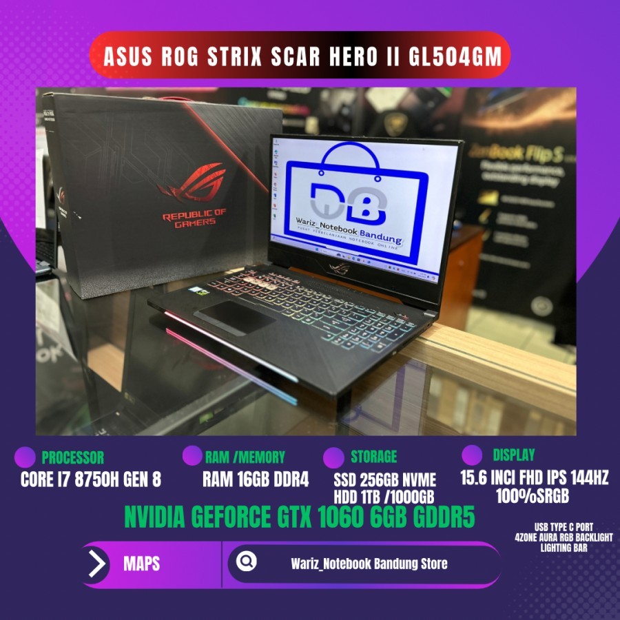 Jual ASUS ROG STRIX SCAR HERO II GL504GM I7-8750H NVIDIA GTX 1060 6GB ...
