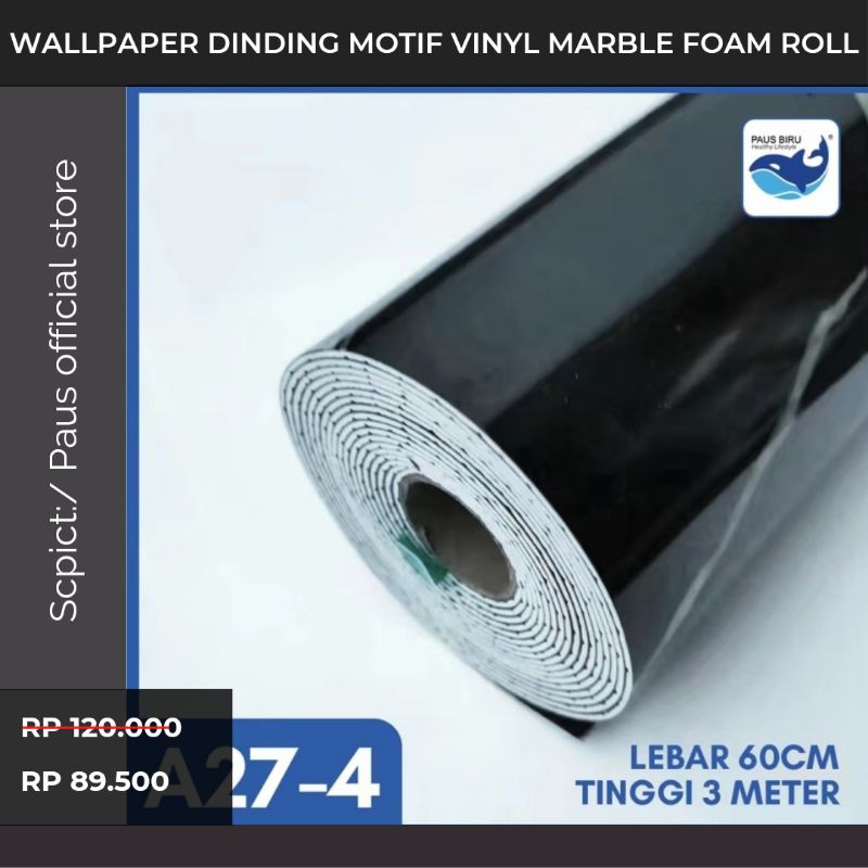 Jual Promo Paus Biru - Wallpaper Dinding Motif Vinyl Marble Foam Roll ...