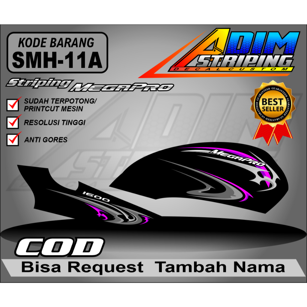 Jual decal striping variasi Honda Megapro hiu Hologram MP hiu 11 ...