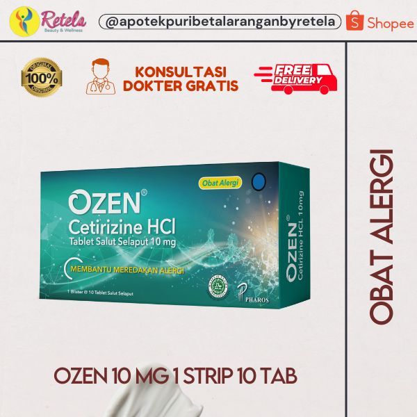 Jual OZEN 10 MG BLISTER 10 TABLET/CETIRIZINE/ANTI HISTAMINE/ANTI ALERGI ...