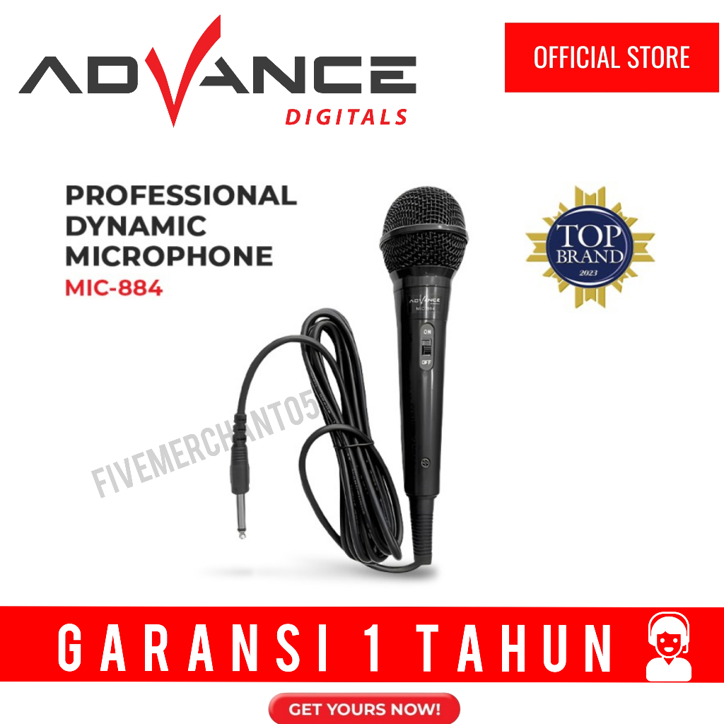 Jual Mic Kabel Advance MIC 884 Professional Microphone Karaoke Jack 3,5MM 6,5MM Murah Garansi ...