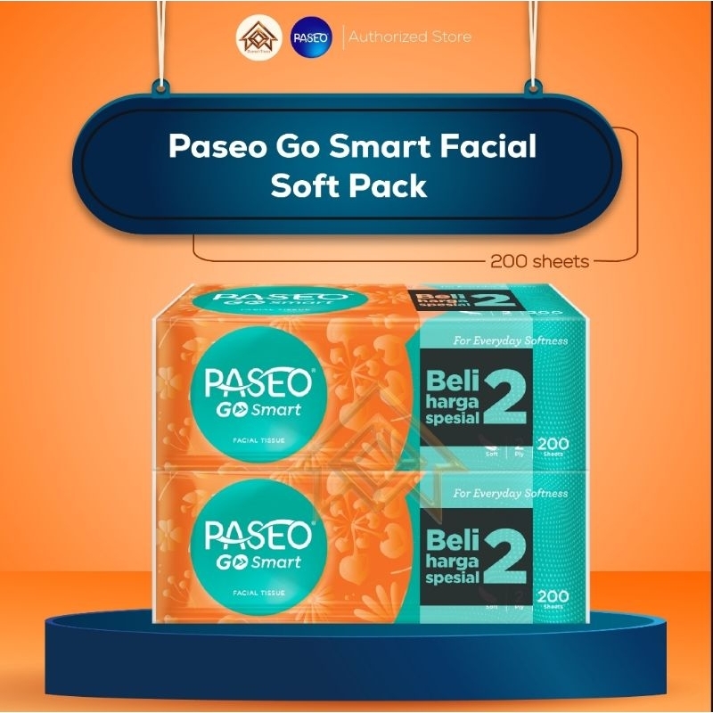 Jual Tisu Paseo Go Smart Facial Tissue 200 Sheets 2 Ply [Beli 2 Harga ...