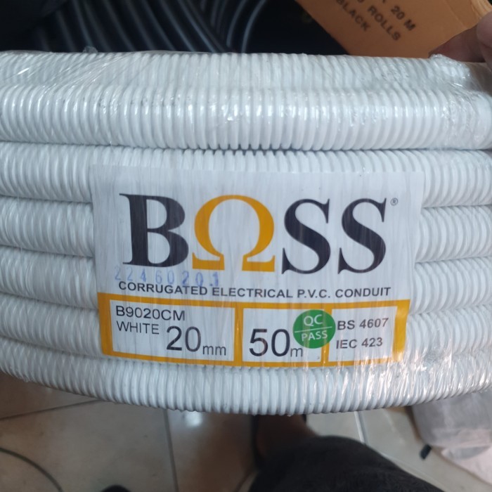 Jual Selang Flexible Conduit BOSS Putih pipa selang listrik meteran ...