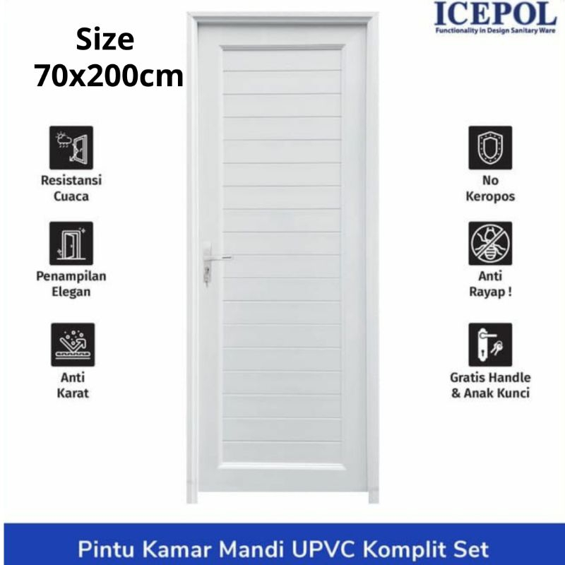 Jual PINTU UPVC 70X200/PINTU KAMAR MANDI UPVC ICE POOL | Shopee Indonesia