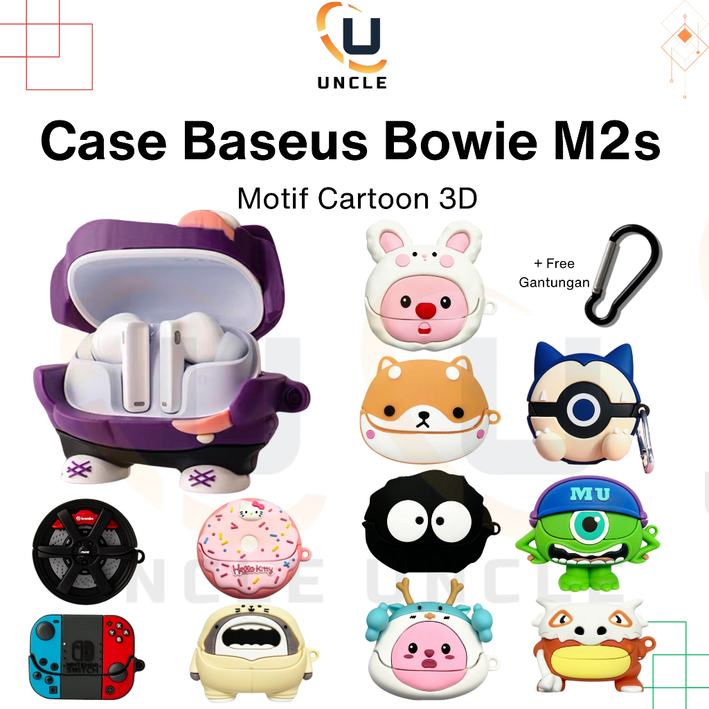 Jual Case Baseus Bowie M2s 3D Kartun Lucu Casing Earphone TWS Pelindung ...