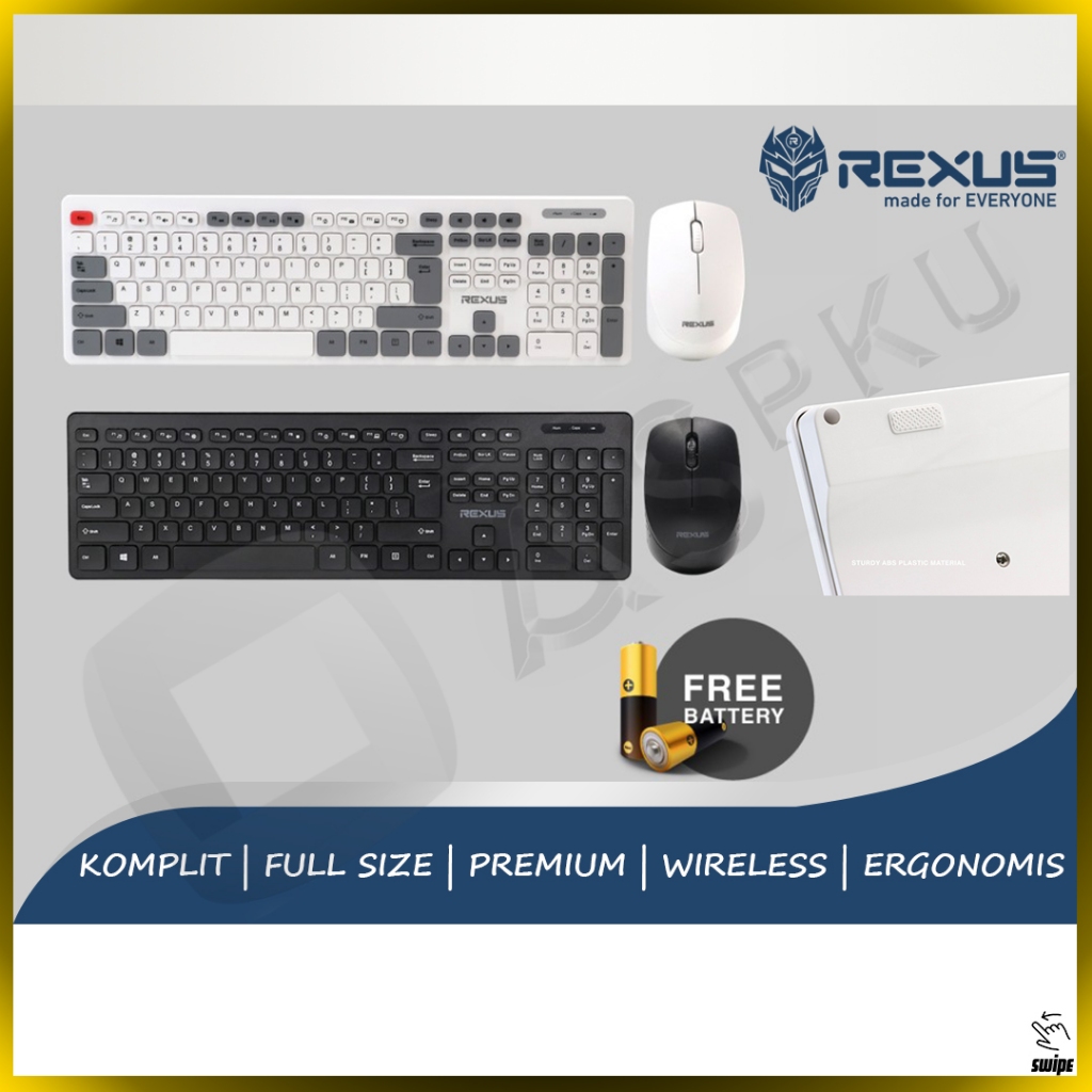 Jual Rexus Paket Keyboard Mouse Wireless KM8 Komplit Full Size Besar ...