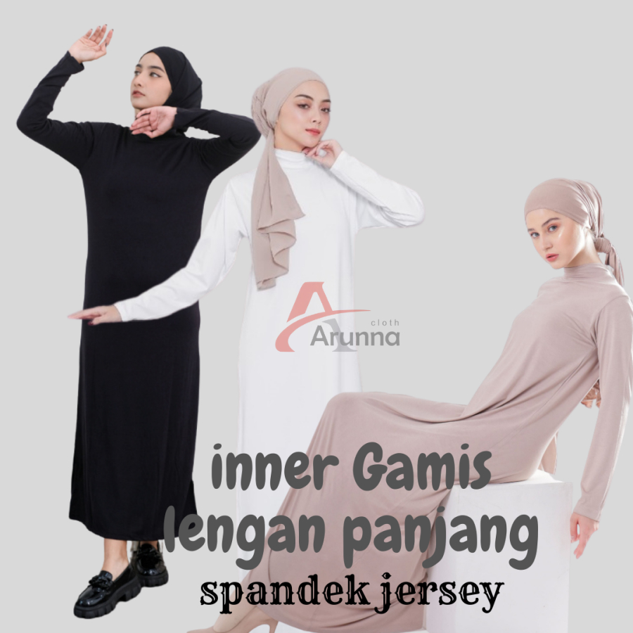 Jual Inner dress lengan panjang Daleman Gamis Turtlrneck Kaftan Bahan ...
