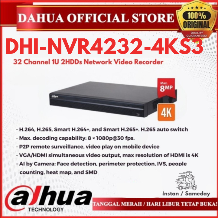 Jual DAHUA Network Video Recorder 32CH NVR4232-4KS3 2 HDD | Shopee ...