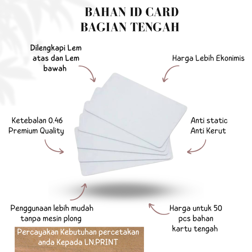 Jual ( 50 Pcs ) Bahan ID Card Bagian Tengah/Paket 50 Pcs Bahan ID Card ...
