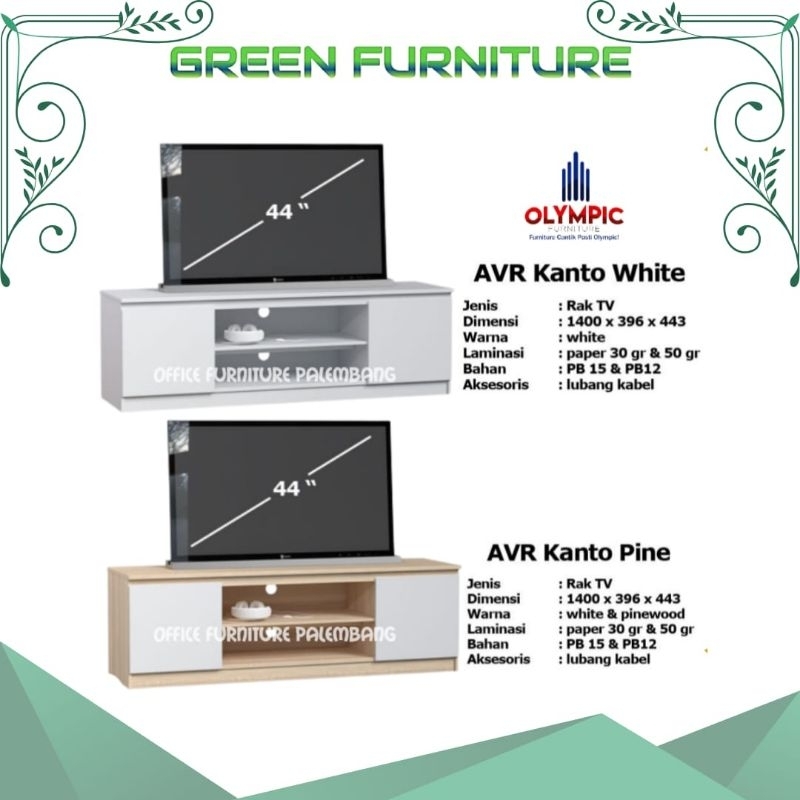 Jual meja tv olympic AVR KANTO WHITE AVR KANTO PINE rak rv minimqlis ...
