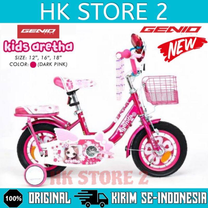 Jual Sepeda Mini Anak GENIO ARETHA Ukuran 12 16 18 Inch Keranjang 2-8 ...