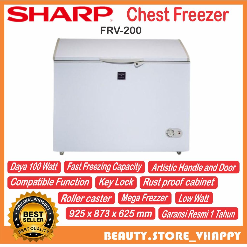 Jual Chest Freezer SHARP 195/205 Liter FRV-200 Garansi Resmi | Shopee ...