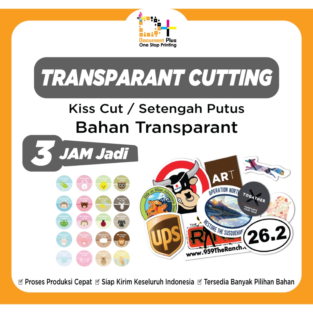 Jual Cetak Stiker Transprant Per A3+ Kiss Cut / Cutting stengah Putus ...