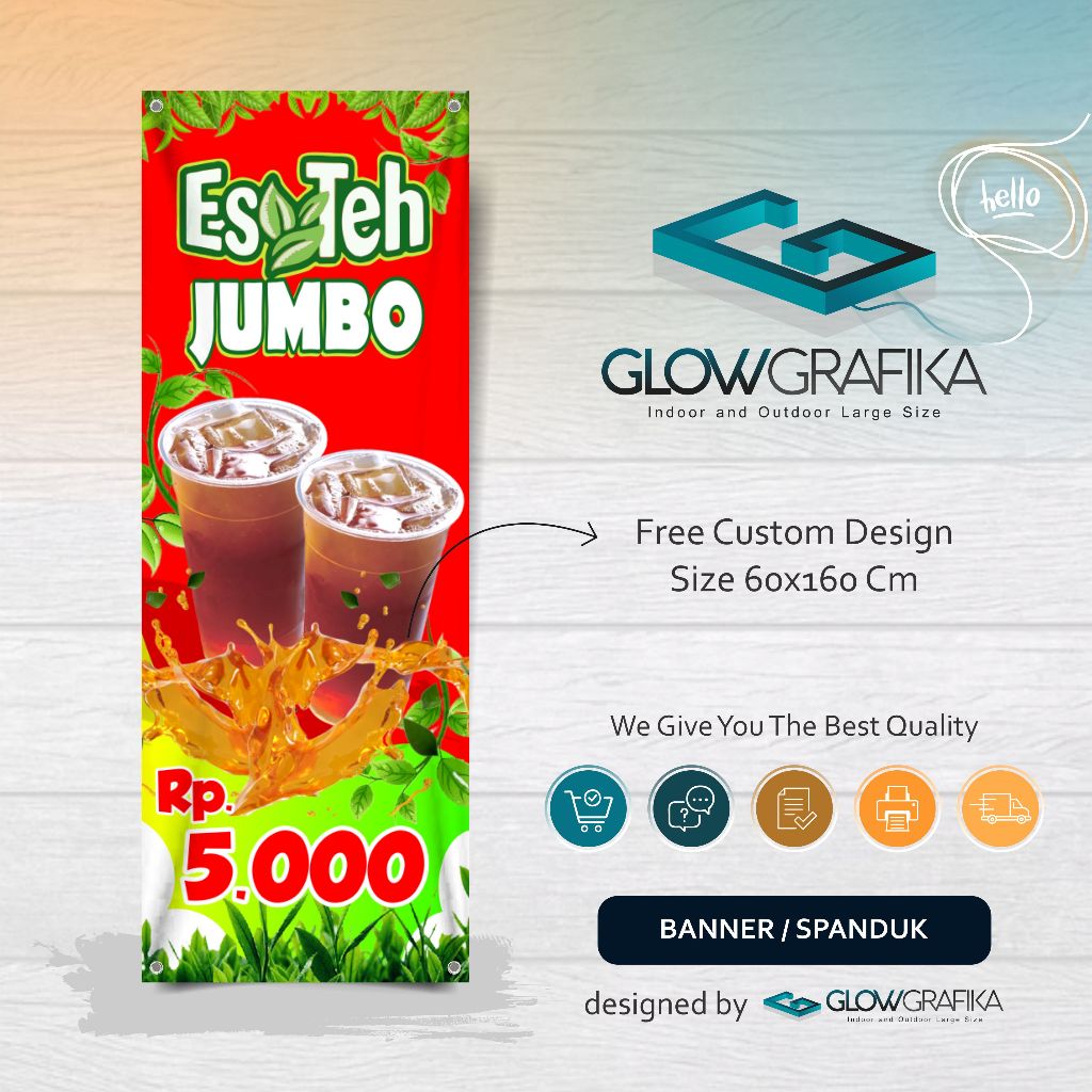 Jual Cetak Spanduk Banner Es Teh Jumbo Model Merah | Shopee Indonesia