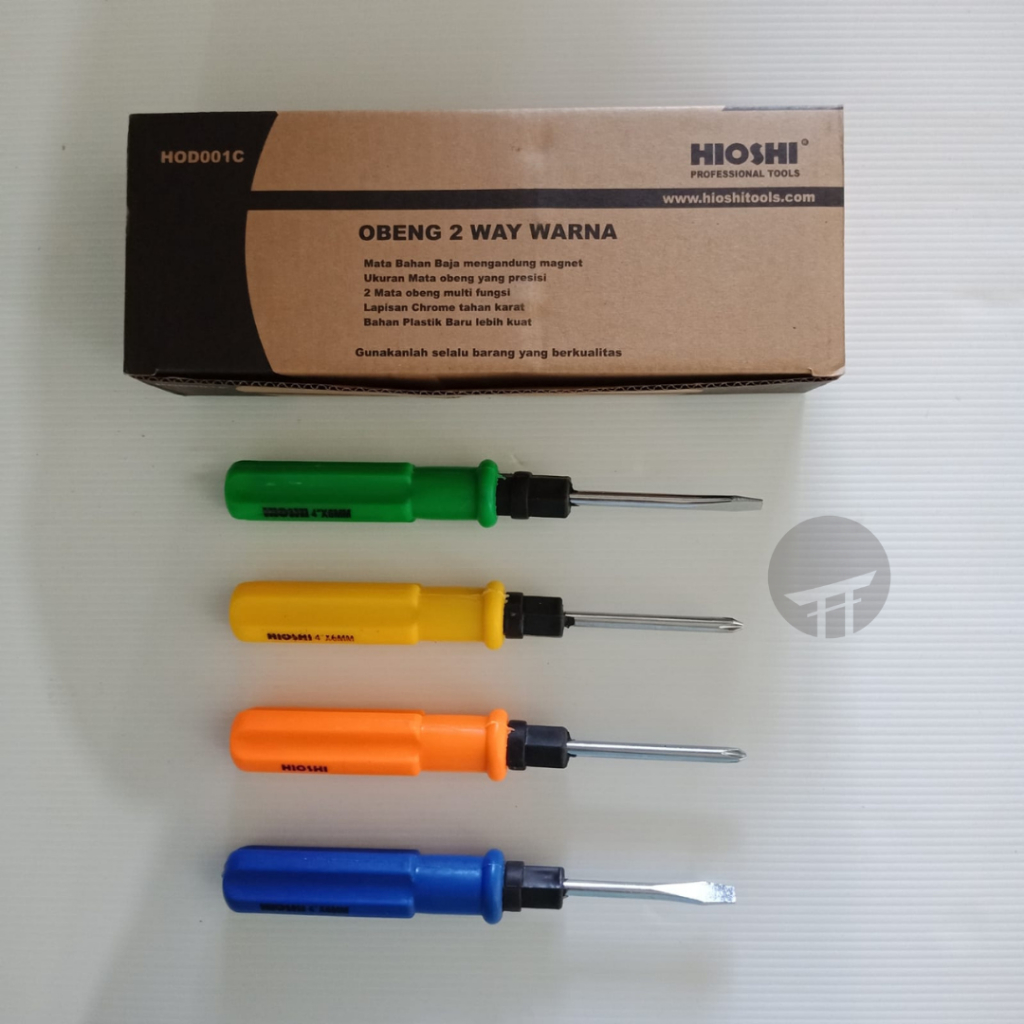 Jual Obeng plus minus / obeng bolak balik 4 Inch Hioshi gagang plastik ...