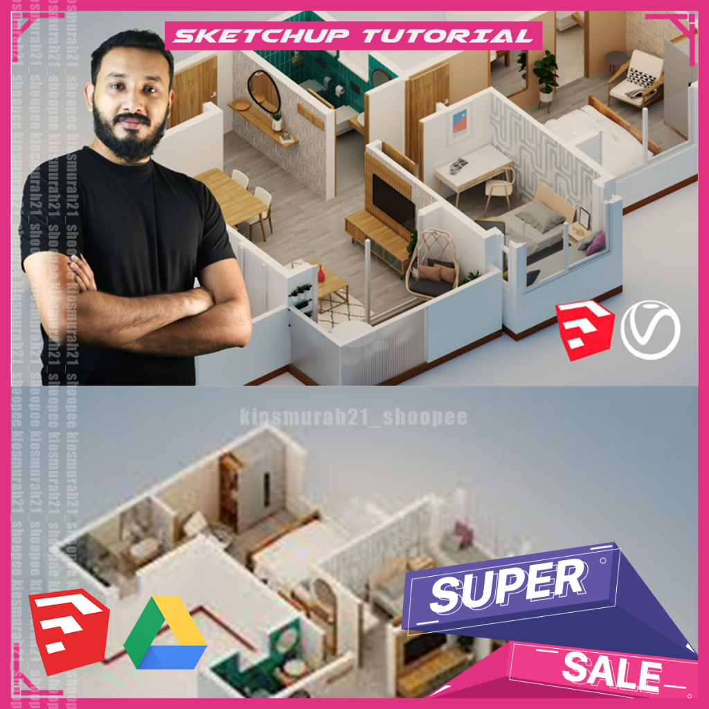 Jual Create 3d Floor Plan Renders With Sketchup Vray And Flextools Isometric Design Masterclass ...