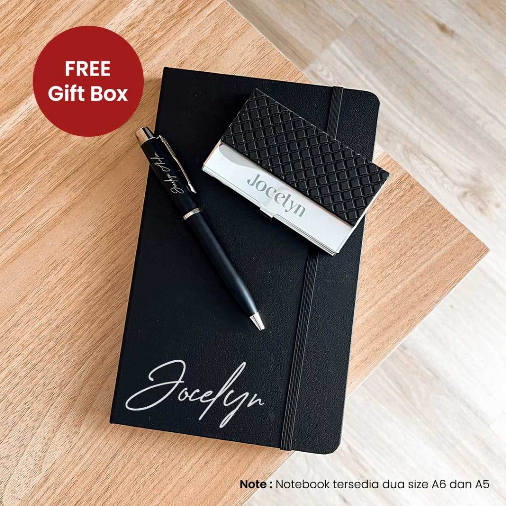 Jual Kado Notebook Pulpen dan Card Holder Custom Nama Grafir Logo ...